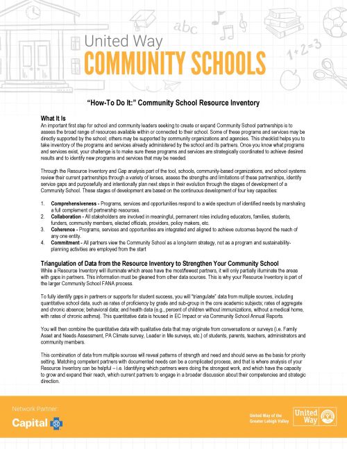 Community Schools Resource Center - United Way of the Greater Lehigh Valley